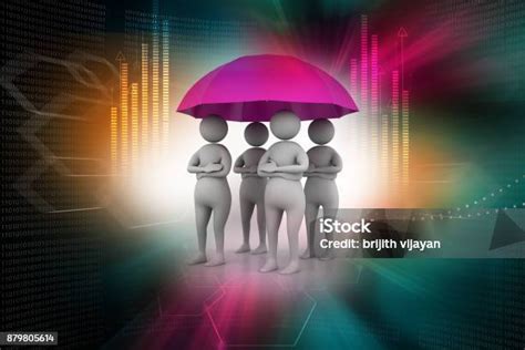 3 D 직원관리 아래에서 빨간색 파라솔 팀 업무 컨셉입니다 건강관리와 의술에 대한 스톡 사진 및 기타 이미지 건강관리와 의술 남자 리더십 Istock