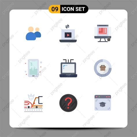 User Interface Pack Of 9 Basic Flat Colors Of Analysis Video Truck Data Png And Vector With