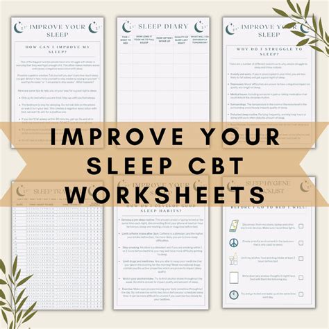 Improve Your Sleep Cbt Worksheets Sleep Hygiene Checklist Pdf Etsy