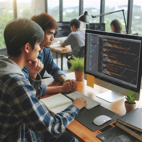 Premium Photo Asian Man Working Code Program Developer Computer Web Development