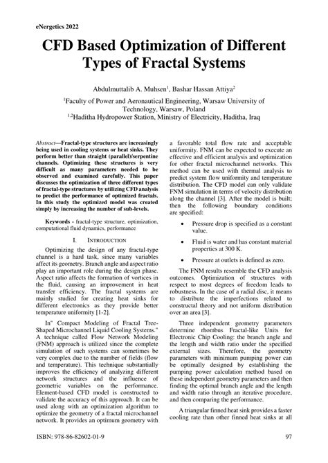 Pdf Cfd Based Optimization Of Different Types Of Fractal Systems
