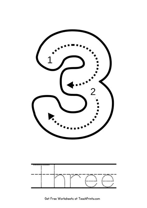 Number 3 Tracing And Colouring Worksheet For Kindergarten