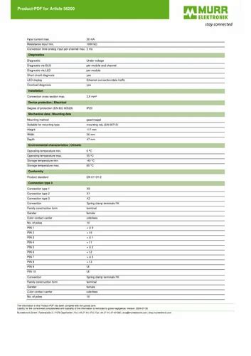 MURR MAKE 56200 CUBE20 AI4 U I At 17645 Piece Vellalore Coimbatore ID 2854557312762