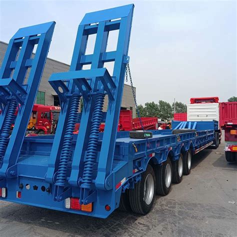 Tri Axle Flat Deck Bed Platform 40 Ft Container Flatbed Semi Truck