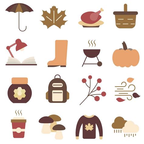 Set Of Autumn Color Icons Autumn Time Set Of Autumn Icons 49608293