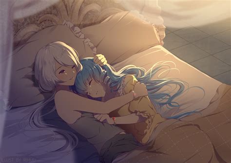 Cuddling In Bed Artist Original Rwholesomeyuri