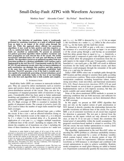 pdf small delay fault atpg with waveform accuracy