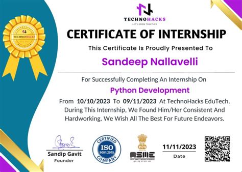 Sandeep Nallavelli On Linkedin Pythondevelopment Pythonprogramming Internshipcertificate