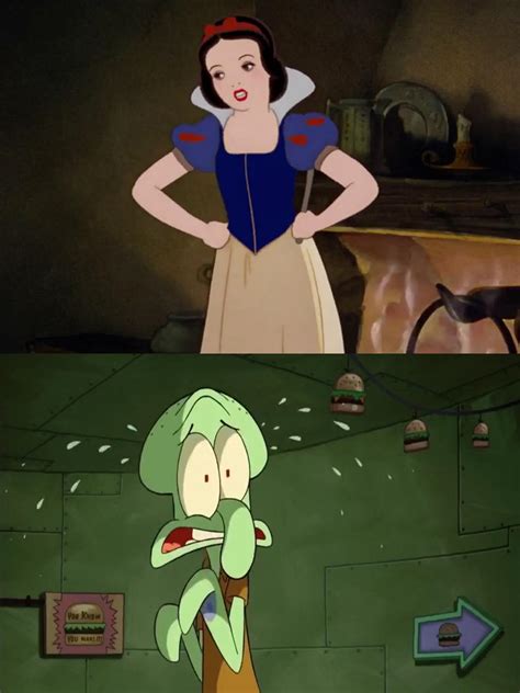 Squidward Is Scared Of Snow White By Lagovulpesthegentle On Deviantart