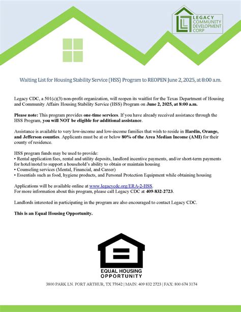 Legacy Homes 🚨 Now Announcing Hss Program Waitlist Facebook