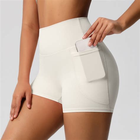Jiuwen Gym Shorts Women Crossover Biker Shorts High Waisted Spandex