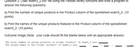 question 3 load exam3 2 csv file using the pandas