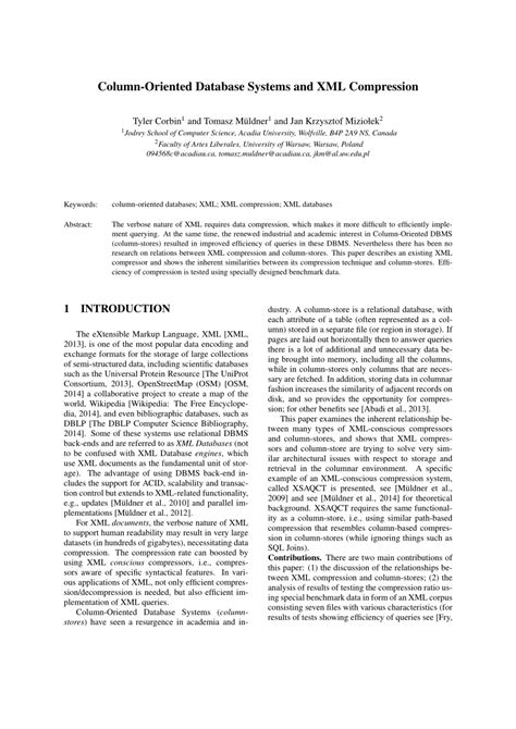 Pdf Column Oriented Database Systems And Xml Compression