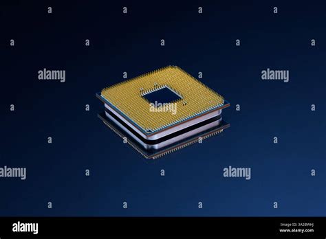 Cpu Central Processing Unit Or Microchip Computer Isolated On Dark Blue