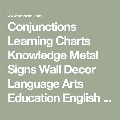 Conjunctions Learning Charts For Language Arts Education