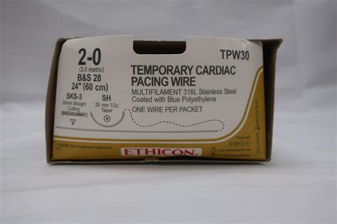 New Ethicon Tpw30 Temporary Cardiac Pacing Wire Multifilament 31 Straight Cutting Breakaway