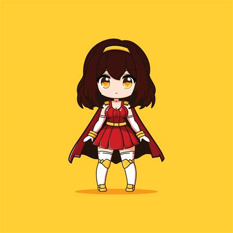 A Cute Super Girl Cartoon Illustration Icon Concept Isolated Premium