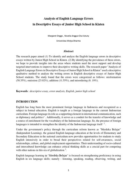 Tugas Error Analisis Descriptive Text Pdf Verb English Language