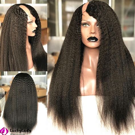 U Part Wig Human Hair U Part Wigs Kinky Straight Style Women Etsy Canada