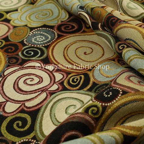 Geometric Colour Black All Over Rolly Polly Pattern Jacquard Upholstery