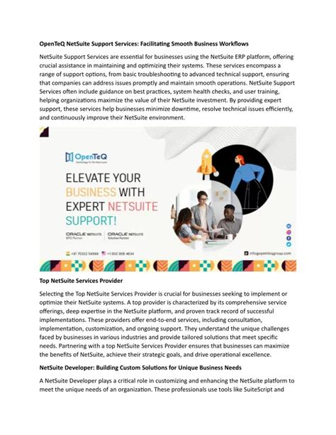 Ppt Openteq Netsuite Support Services Facilitating Smooth Business Workflows Powerpoint