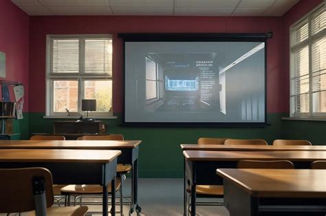 Classroom With A Projector And Screen Premium Ai Generated Image
