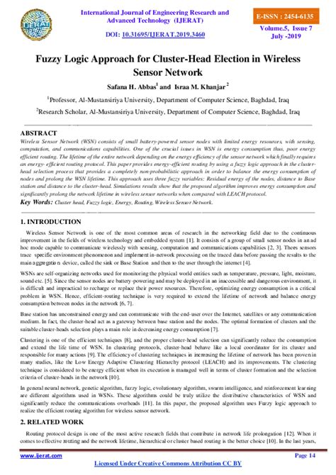 Pdf Fuzzy Logic Approach For Cluster Head Election In Wireless Sensor