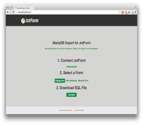 Mariadb Export Data Management Jotform