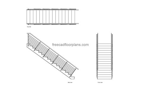 Stairs With Handrail Free Cad Drawings