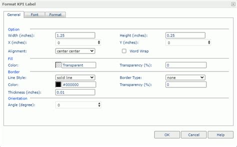Format KPI Label Dialog Box Properties Logi Analytics
