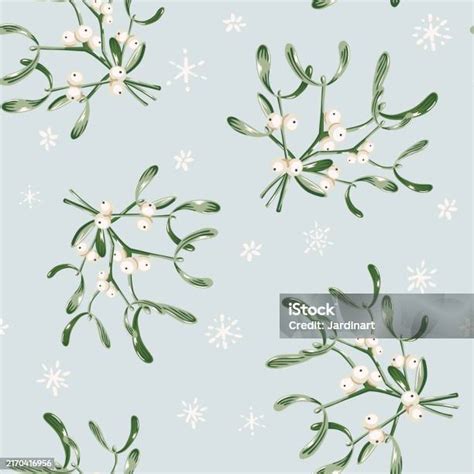 크리스마스 완벽 한 패턴 겨우살이 눈송이 회색 배경 벡터 일러스트 레이 션 자연 디자인 계절 인사 겨울방학 0명에 대한 스톡 벡터 아트 및 기타 이미지 Istock