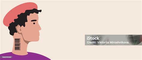 바코드 복사 공간 템플릿 디지털 스캔을 위한 코드 또는 인식을 위한 칩으로 인간 인식의 개념으로 플랫 벡터 스톡 일러스트를 가진 사람 개념에 대한 스톡 벡터 아트 및 기타