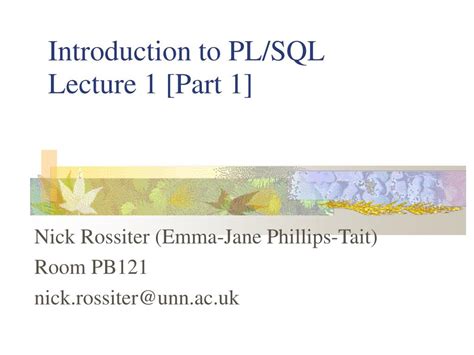 PPT Introduction To PL SQL Lecture Part PowerPoint Presentation ID