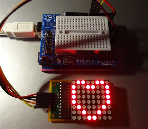 arduino max7219 treiber zur ansteuerung von 8x8 led matrix und 8fach 7segment display verwenden