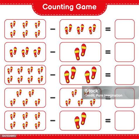 게임을 계산 플립 플롭의 수를 계산하고 결과를 작성합니다 교육 어린이 게임 인쇄 워크 시트 벡터 일러스트레이션 0명에 대한 스톡