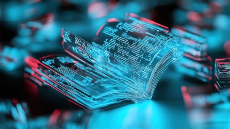 Digital Book With Glowing Code Representing Technology And Knowledge