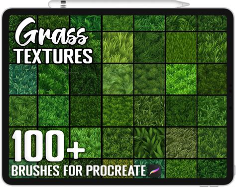 100 Procreate Grass Pattern Texture Brushes Realistic Brushes For