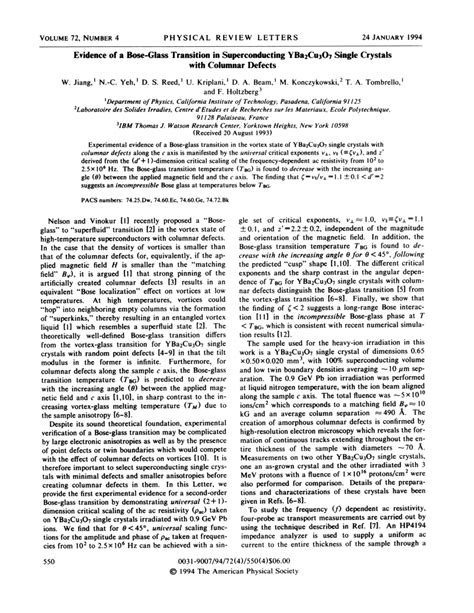 Pdf Evidence Of A Bose Glass Transition In Superconducting Yba2cu3o7 Single Crystals With