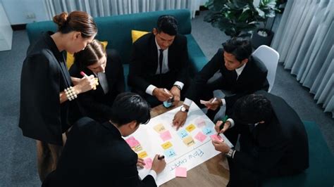 Premium Photo Top View Of Business People Making Kanban Or Scrum Task