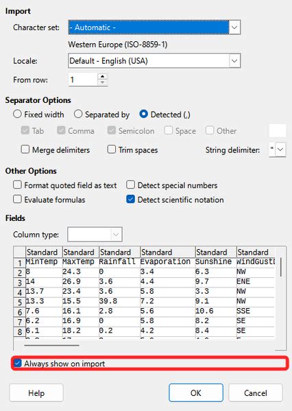 Filetextimportcsvdialogpng The Document Foundation Wiki