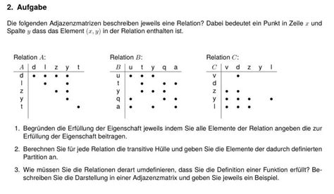 Solved Die Folgenden Adjazenzmatrizen Beschreiben Jeweils
