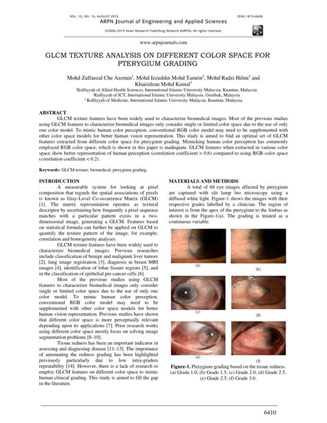 Pdf Glcm Texture Analysis On Different Color Space For Pterygium Grading
