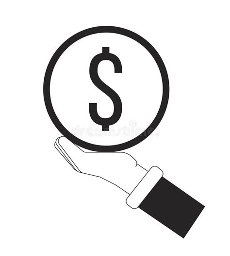 Hand Holding Measurement Flask Flat Monochrome Isolated Vector Object