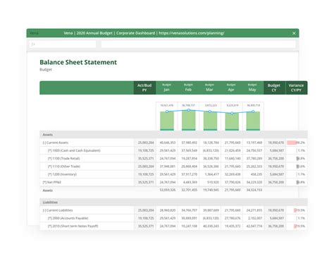 Variance Analysis Software Excel Interface Vena