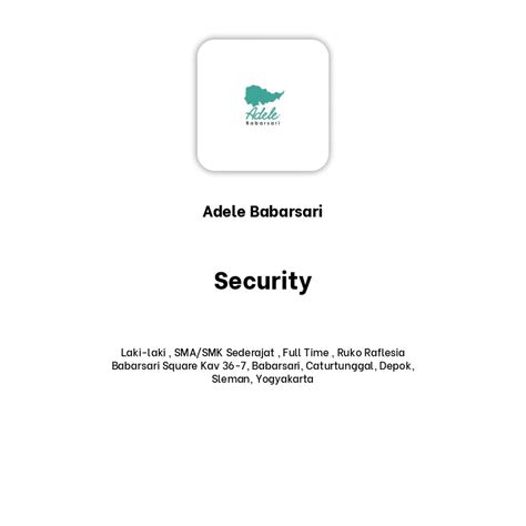 Lowongan Kerja Security Di Adele Babarsari Agustus 2024 Jobnas