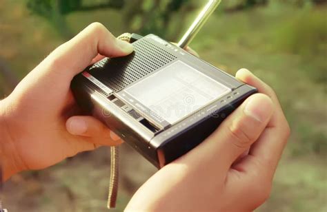 Turning On The Portable Radio Stock Photo Image Of Wave Communication 11910410