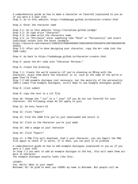 Character Creation Guide Pdf Software Development Software