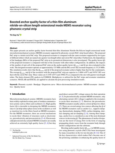Boosted Anchor Quality Factor Of A Thin Film Aluminum Nitride On Silicon Length Extensional Mode