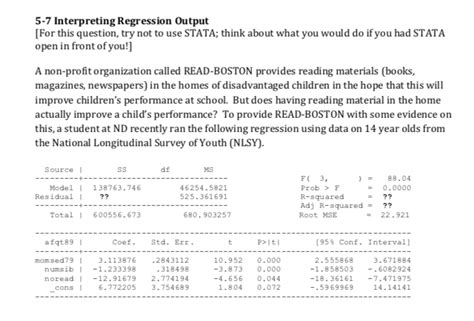 solved 5 7 interpreting regression output [for this