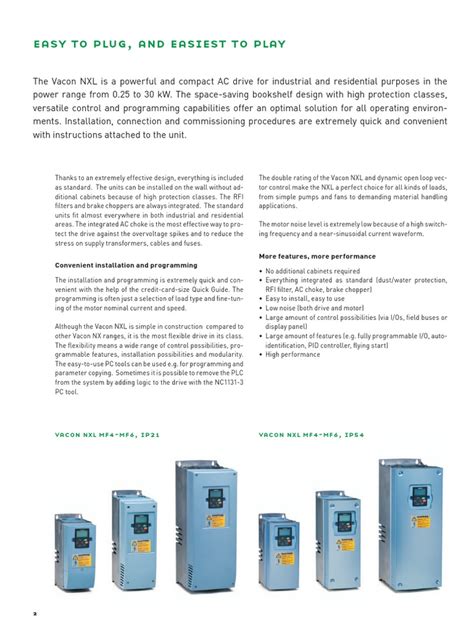 The Powerful Yet Compact Vacon Nxl Ac Drive Easy To Install Easy To Use And Offering